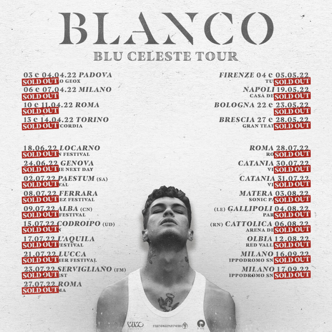 Blanco:sono tutti sold out i concerti del "Blu celeste tour"